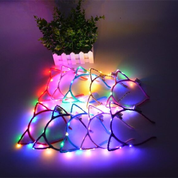 Accessories | 1 Pieces Cat Ears Headbands Setled Cute Cat Light Up Head ...